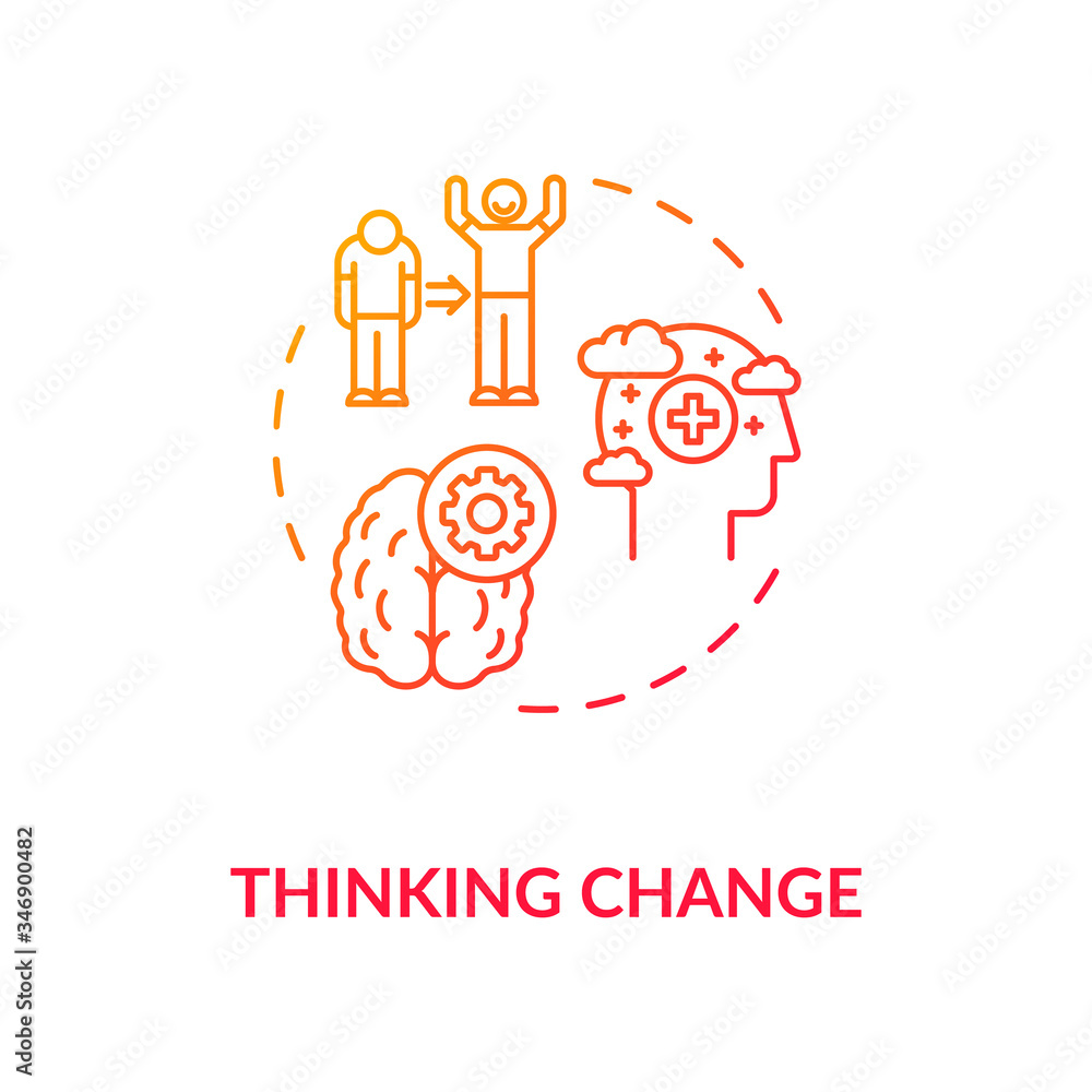 Thinking change concept icon. Personal improvement, emotional growth ...