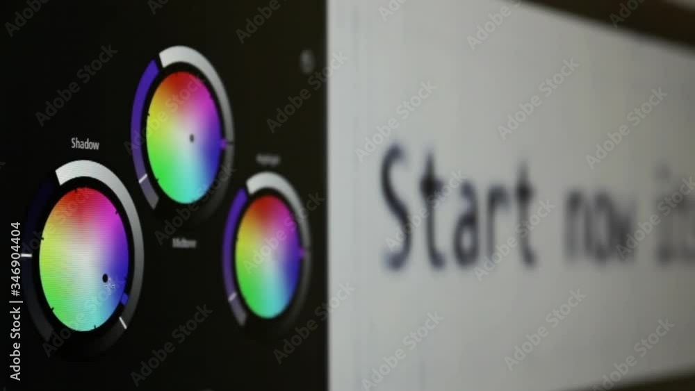 Video „A three-way color wheel panel, used by video editors and ...