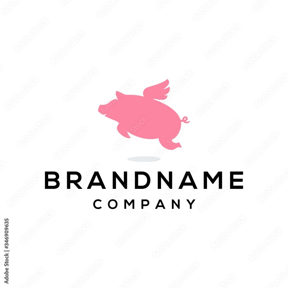 fly pig icon logo illustration, Colorful playful fun drawing of pig ...