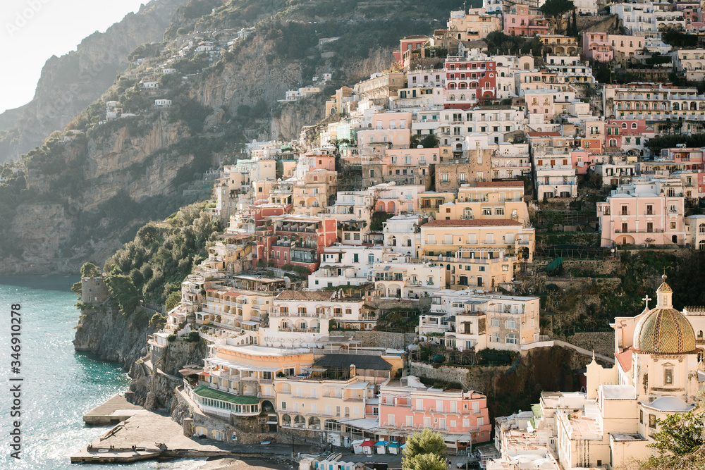 Positano Iconic pyramid Houses Clift Landscape View Amalfi Coast Stock ...