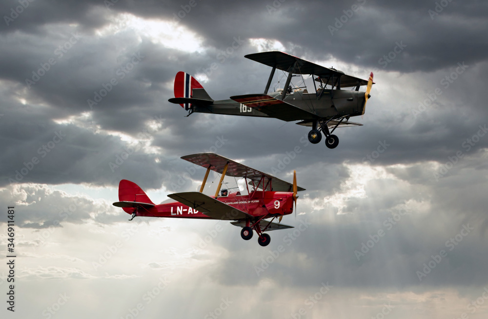 Oslo, Norway - 05.05.2020: De havilland dh 82 tiger moth veteran war ...