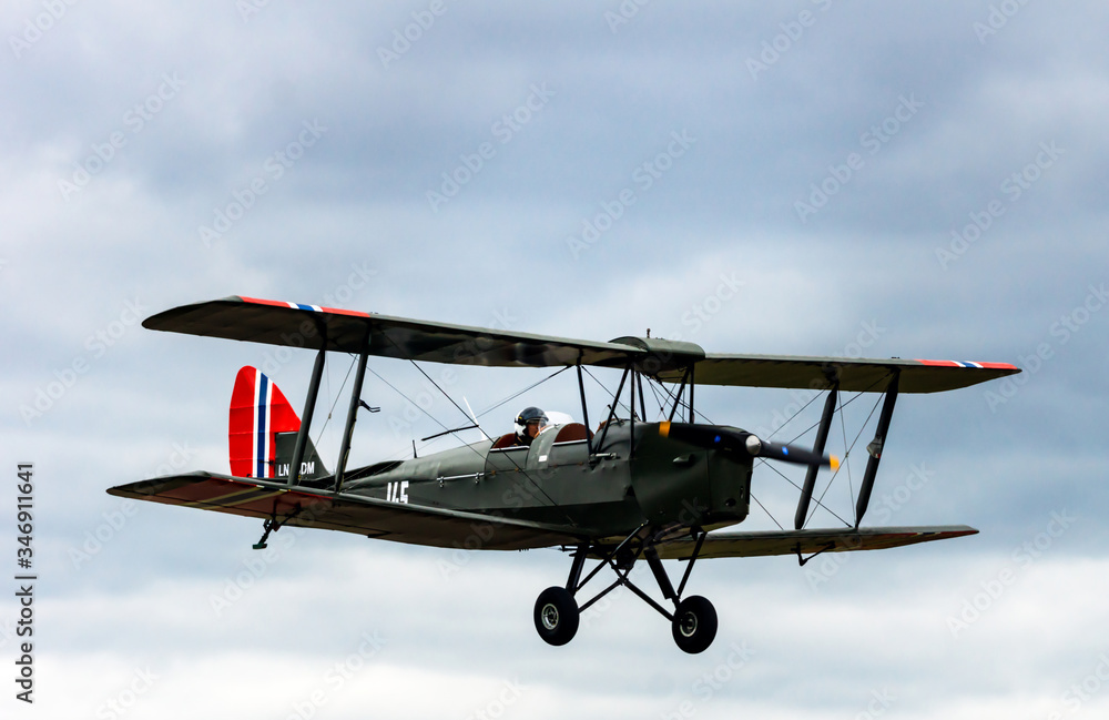 Oslo, Norway - 05.05.2020: De havilland dh 82 tiger moth veteran war ...