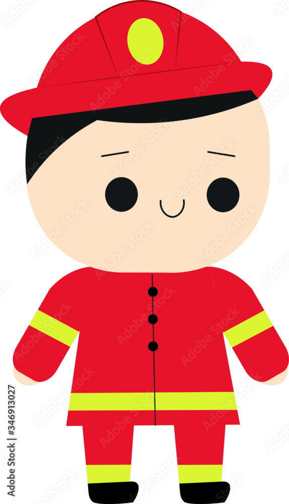 cute smiling fireman vector illustration cartoon style Stock Vector ...