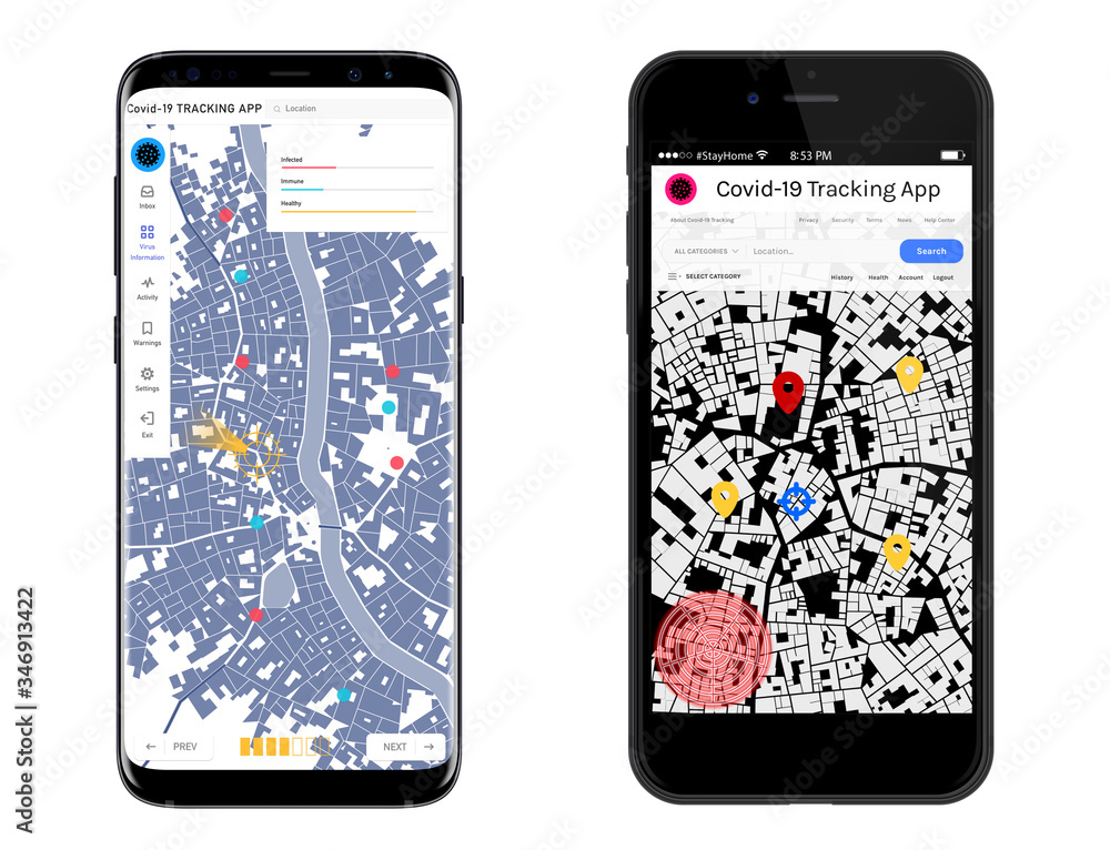 Coronavirus und Covid-19 Tracking App User Interface Stock Illustration | Adobe Stock