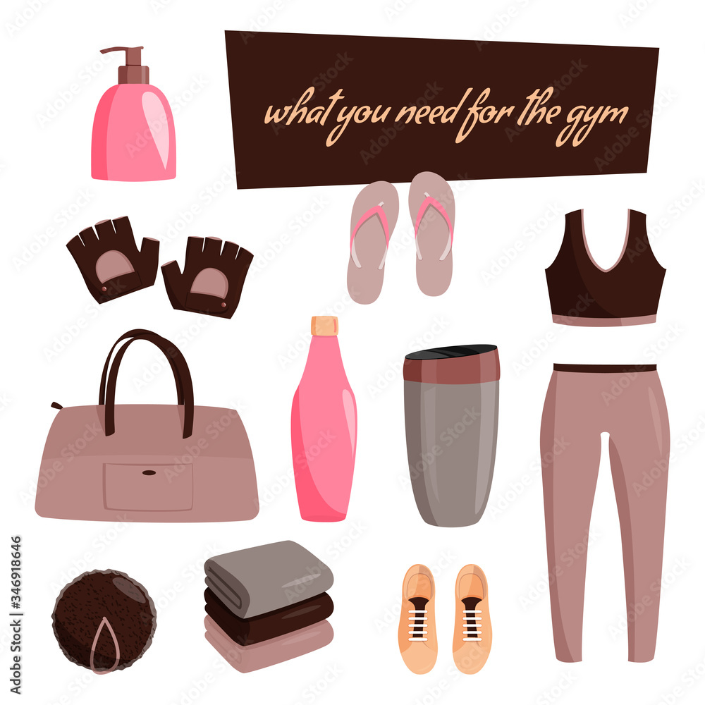 Collection Of Things To Visit The Gym Stort Vector Set Stock Vector collection-of-things-to-visit-the-gym-stort-vector-set-stock-vector