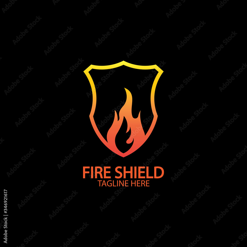 Fire shield logo design element. Fire warning sign shield. Fire flame ... Fire shield logo design element. Fire warning sign shield. Fire flame ...