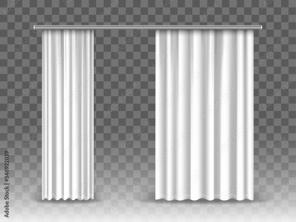 Vector white curtains isolated on transparent background. Realistic ...
