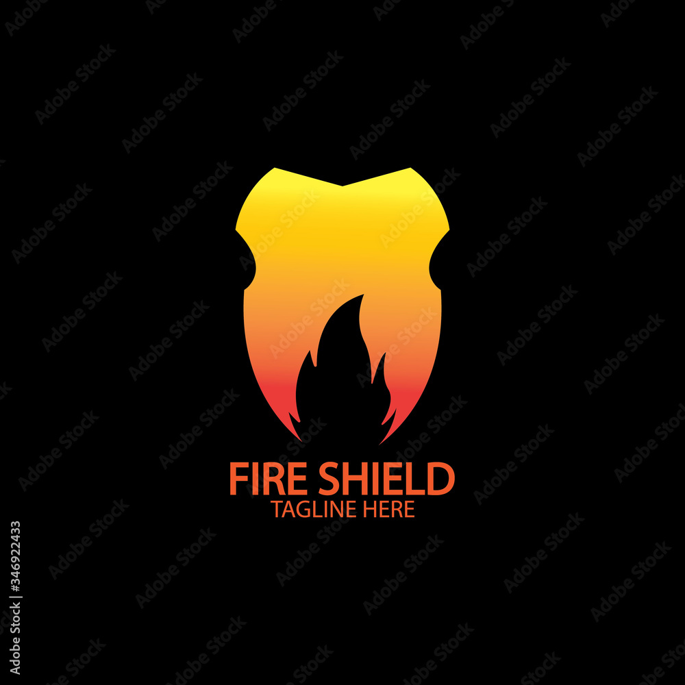Fire shield logo design element. Fire warning sign shield. Fire flame ...