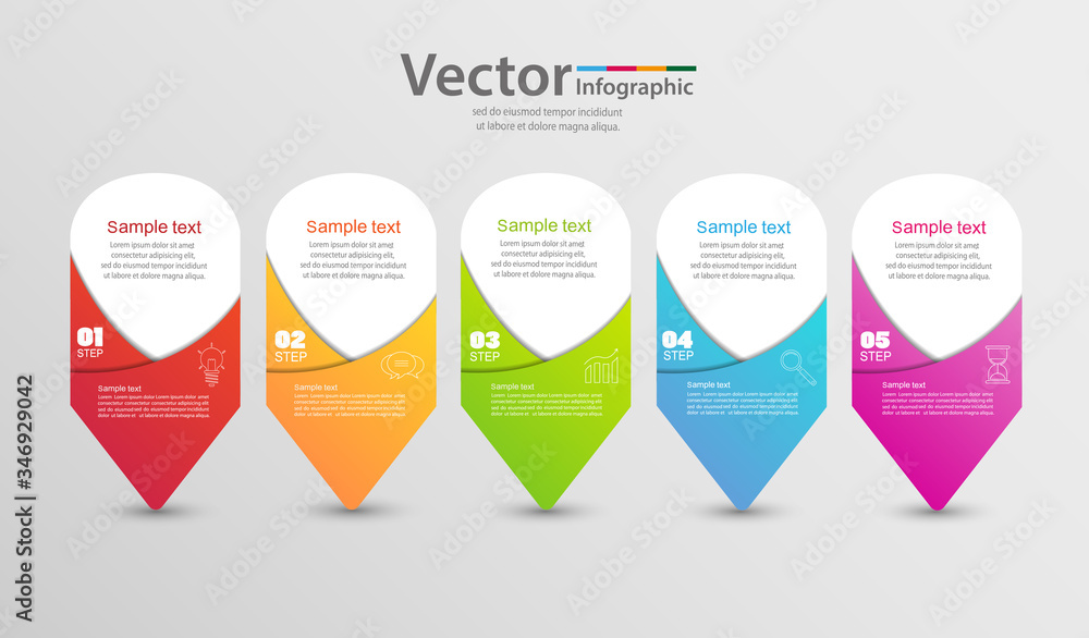 Vector infographics template with 5 steps, options, workflow, process ...