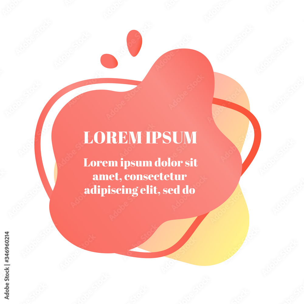 Abstract liquid shape with gradient, coral color (2019 trend) and drops ...