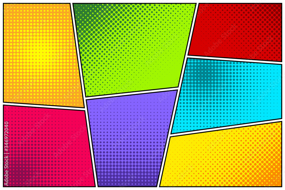 Cartoon comic backgrounds set. Comics book colorful poster with ...