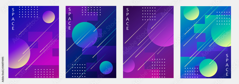 Set of abstract space templates for banner, flyer, card, cover, poster ...