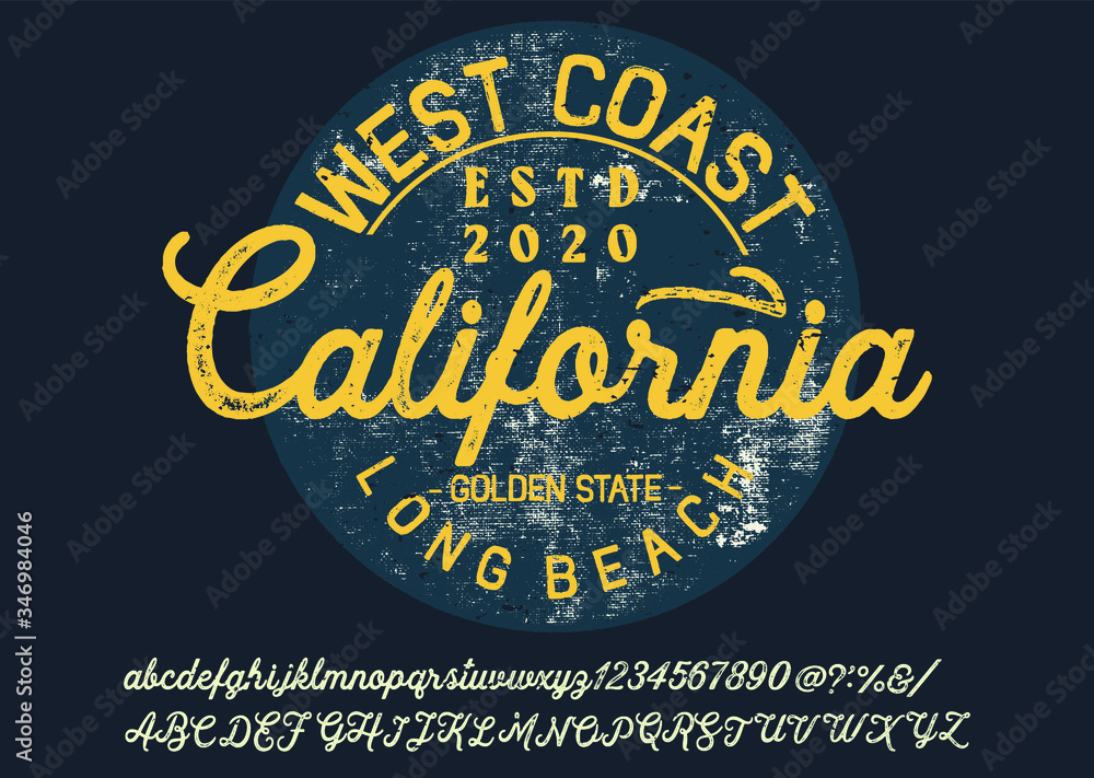 "California beach". Vintage Brush Script Modern Alphabet. Retro ...