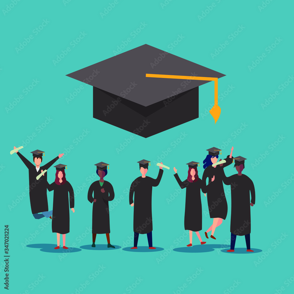 Vecteur Stock Graduation vector concept with university student figures ...