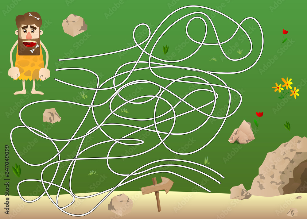 Cartoon vector illustration of a man from the stone age who needs to ...