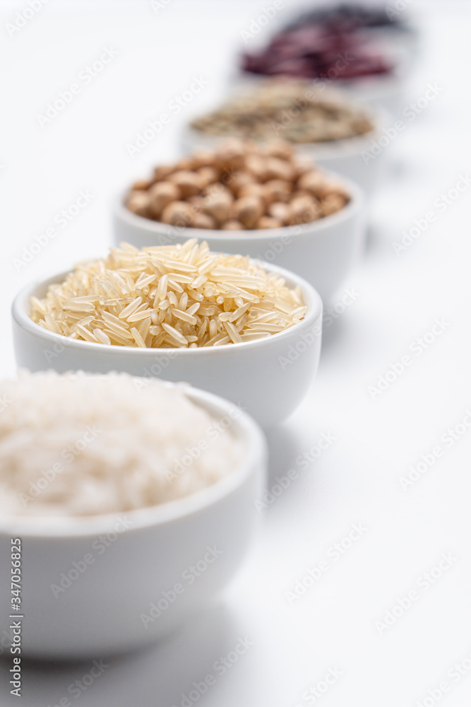 Basmati rice long grain closeup. Shallow depth of field on basmati rice ...