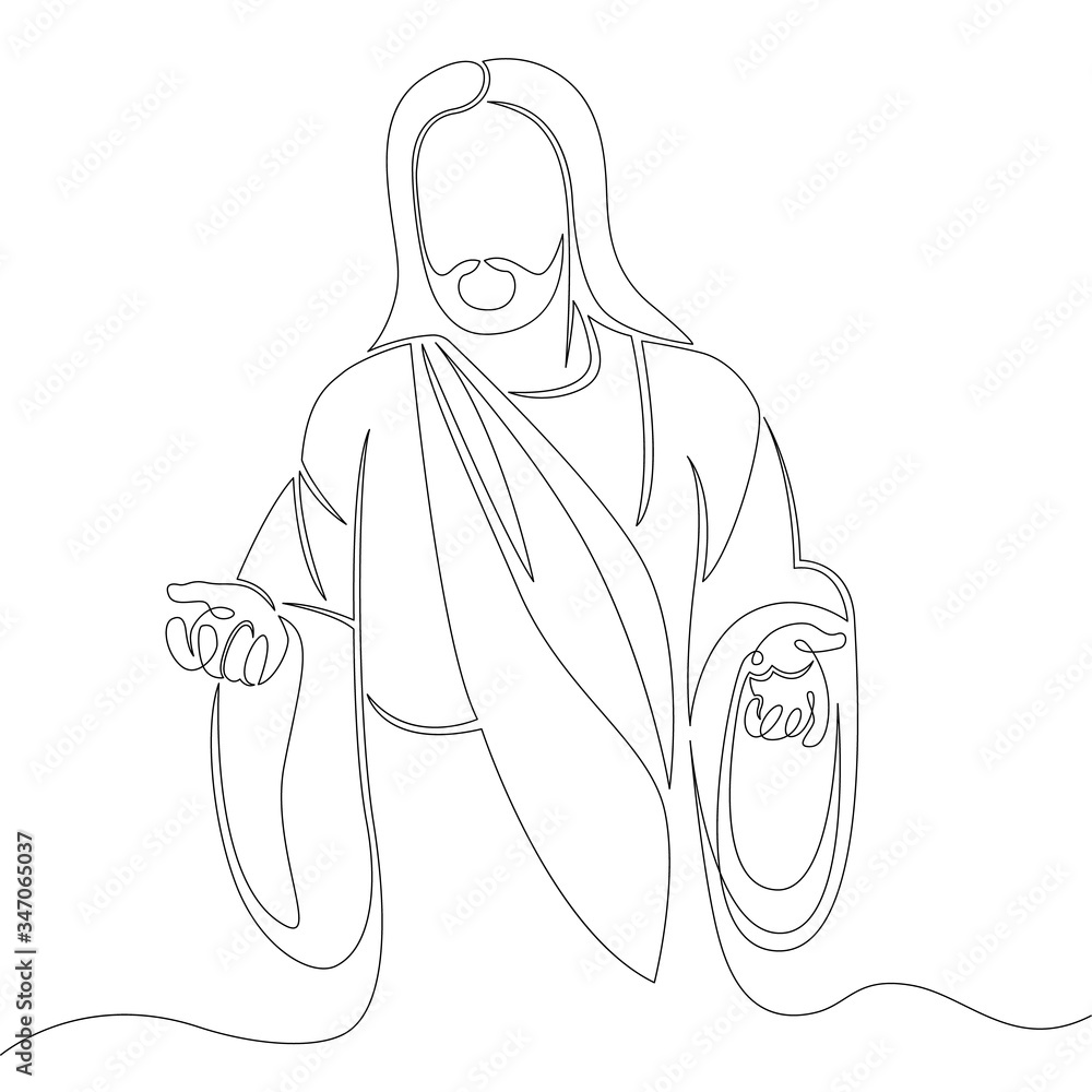 One continuous line drawing minimal hand Jesus Christ Stock Vector ...