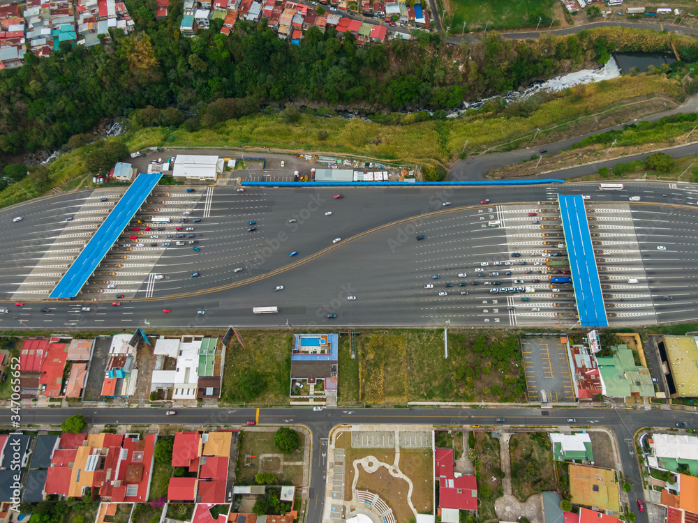 Impressive aerial view road 27 toll in the city of San Jose Costa Rica ...