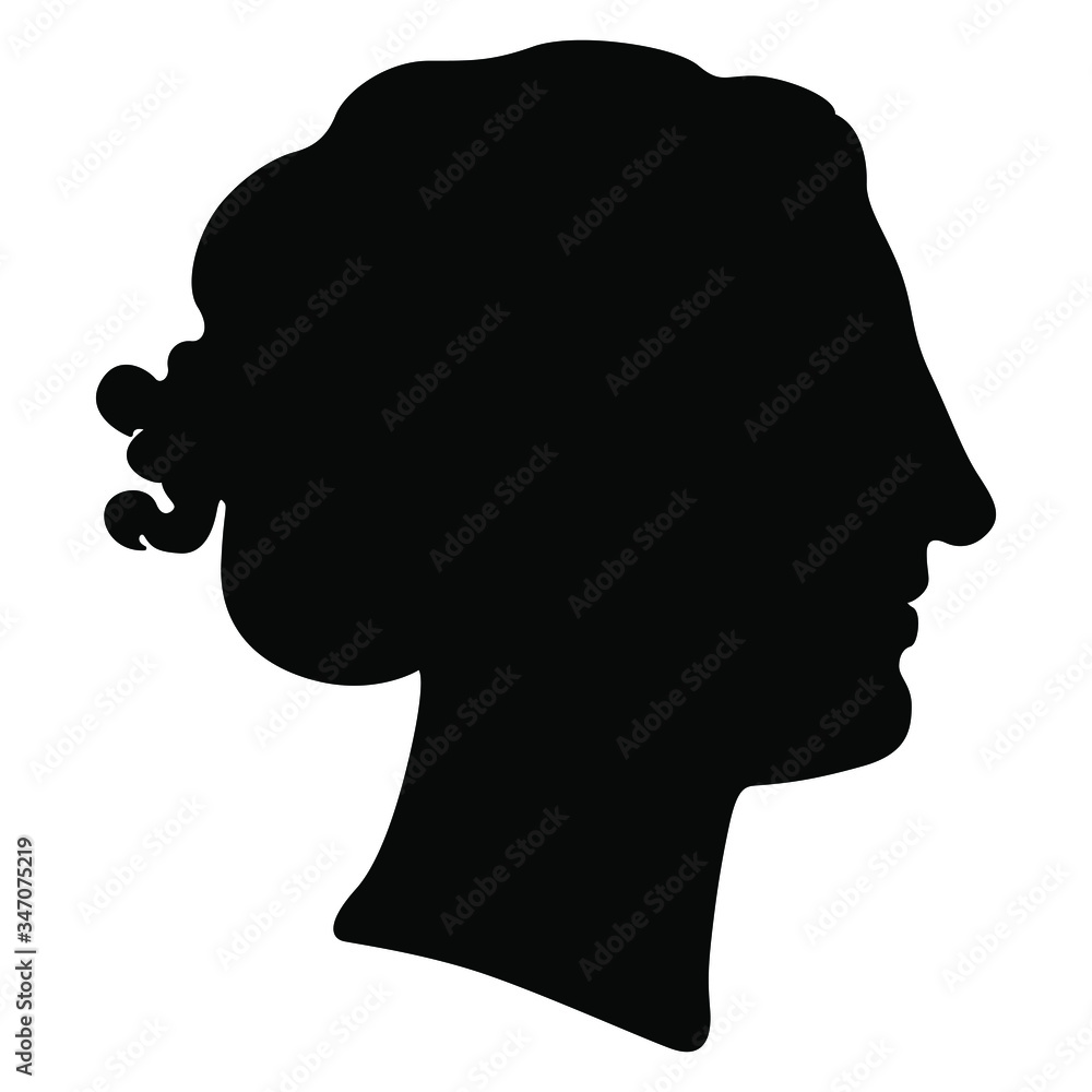 Isolated vector illustration. Beautiful female head in profile ...