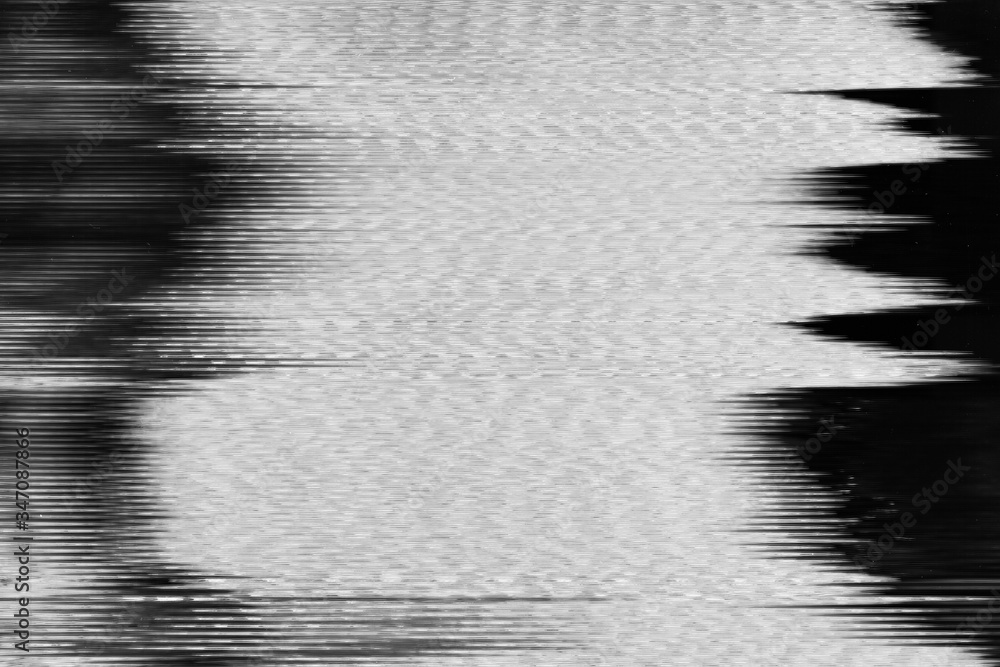 Glitch abstract background. TV signal error. White black distortion ...