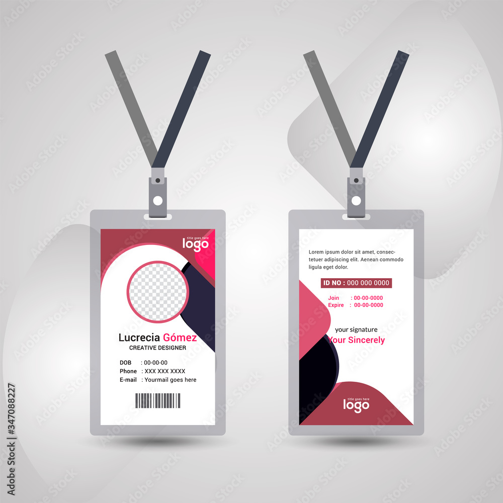 Creative Id Card Design Vector Template. Identity badge Template. Stock ...