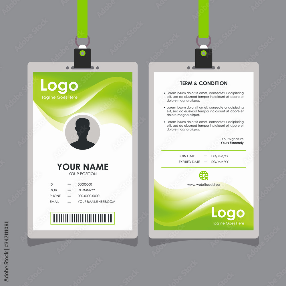 Abstract Soft Natural Green Wave Id Card Design, Professional Identity ...