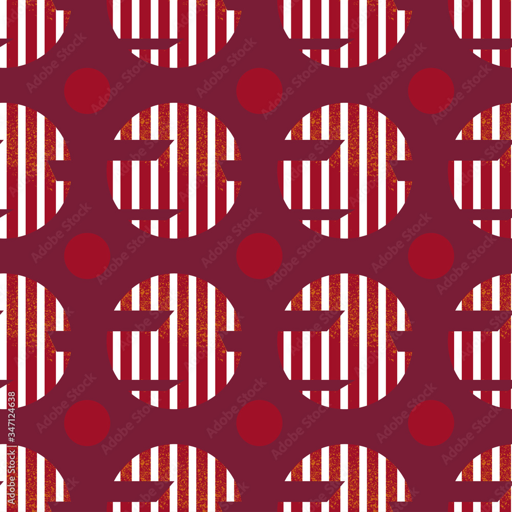 Seamless geometric pattern with red-orange cutted textured with white ...
