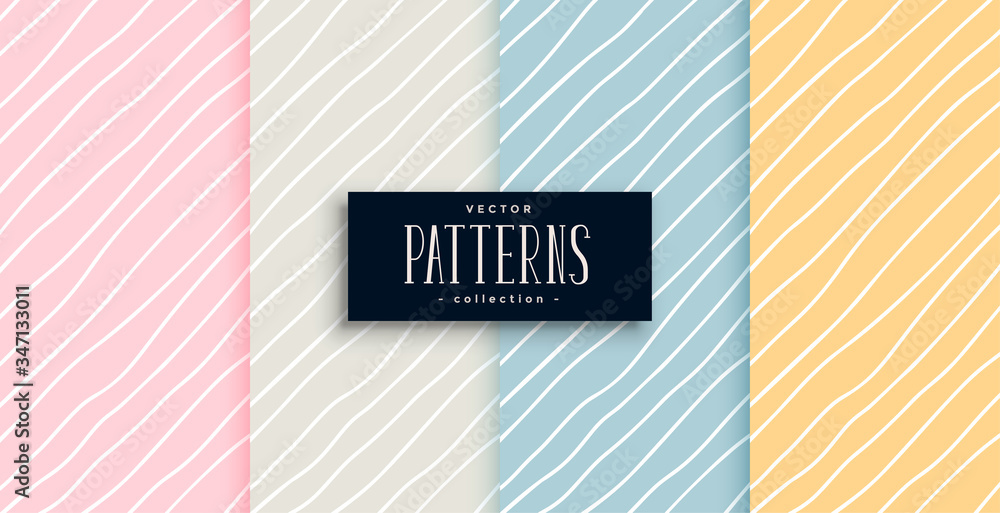 elegant hand drawn lines patterns in four colors Stock Vector | Adobe Stock