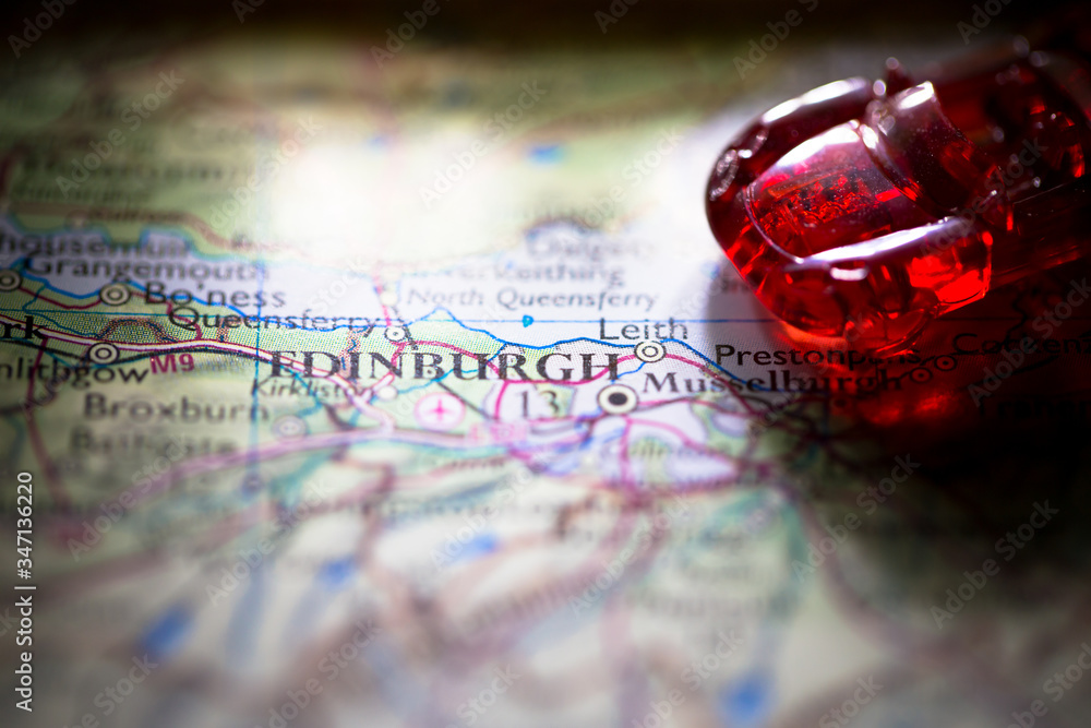 Geographical map location of Edinburgh city in Scotland United Kingdom ...