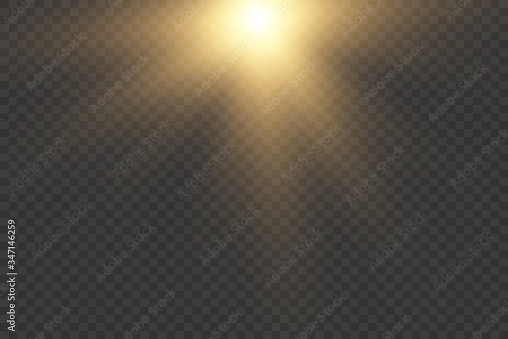 Light highlight yellow special effect with rays of light and magic ...