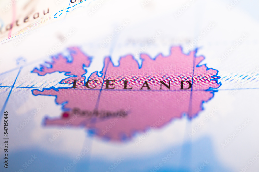 Geographical map location of country Iceland in Europe continent on ...