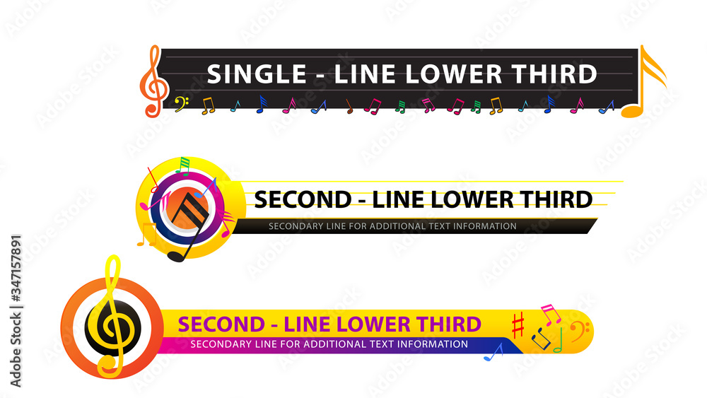 Vector lower third or television news bar design template with music ...