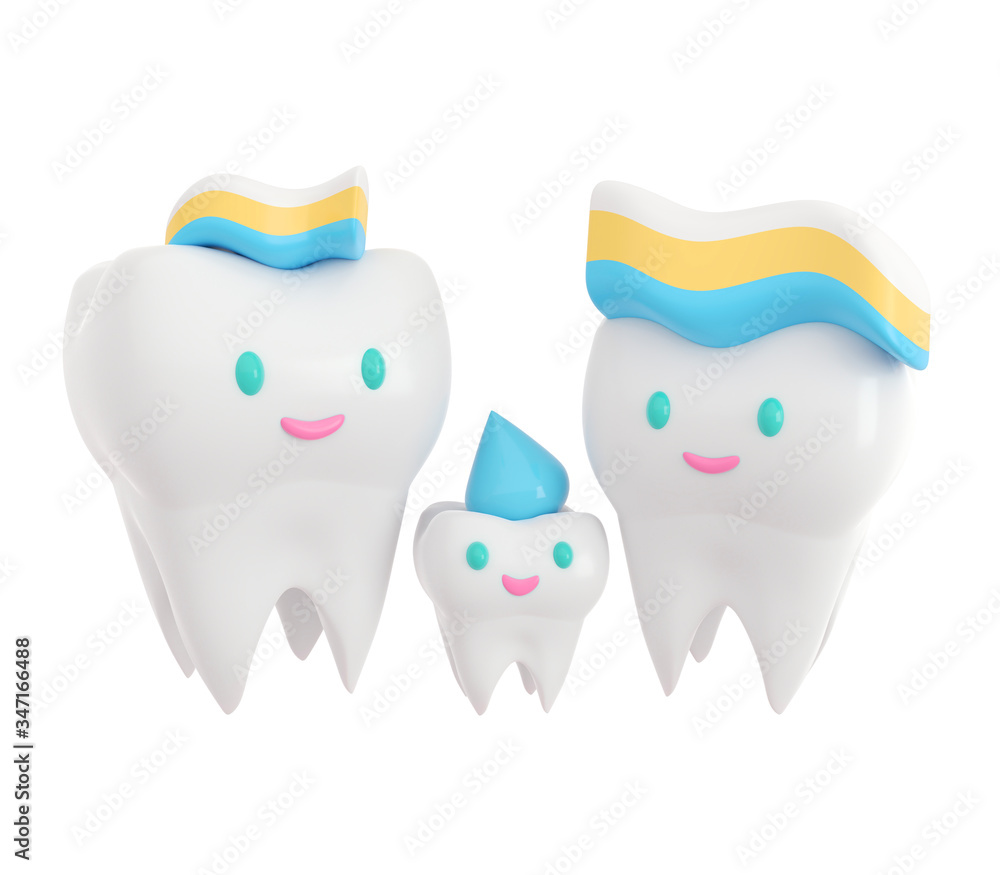 Cute happy smiling family of teeth with toothpaste hairstyle. Family ...