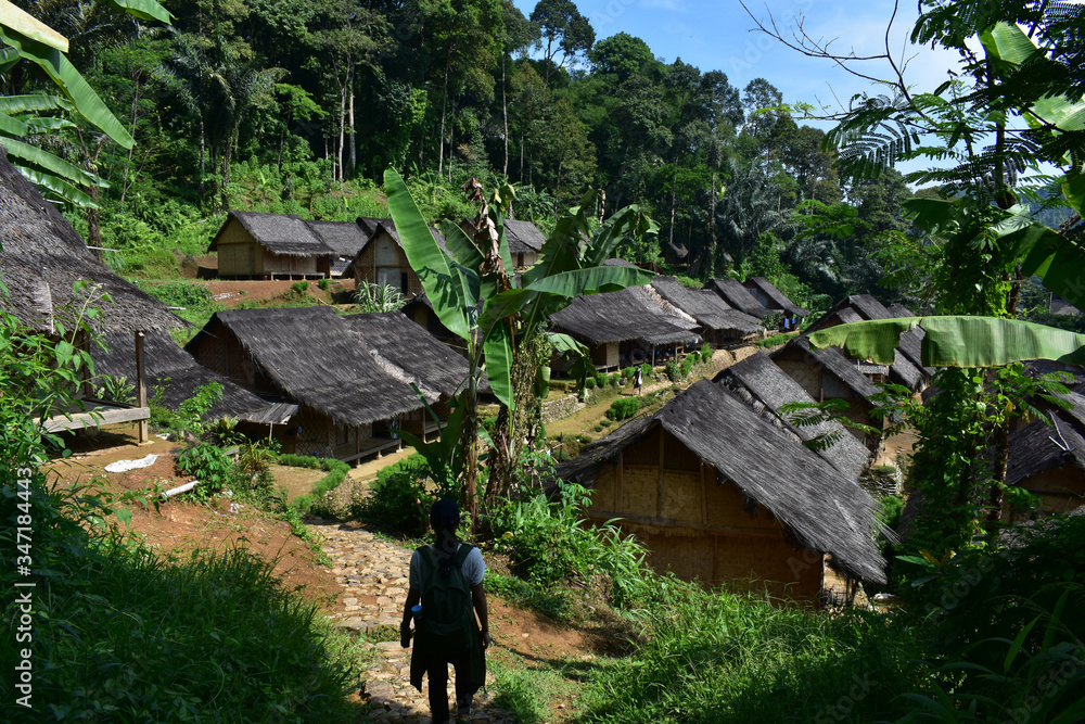 house in the woods. Traditional house of Baduy people. isolated village ...