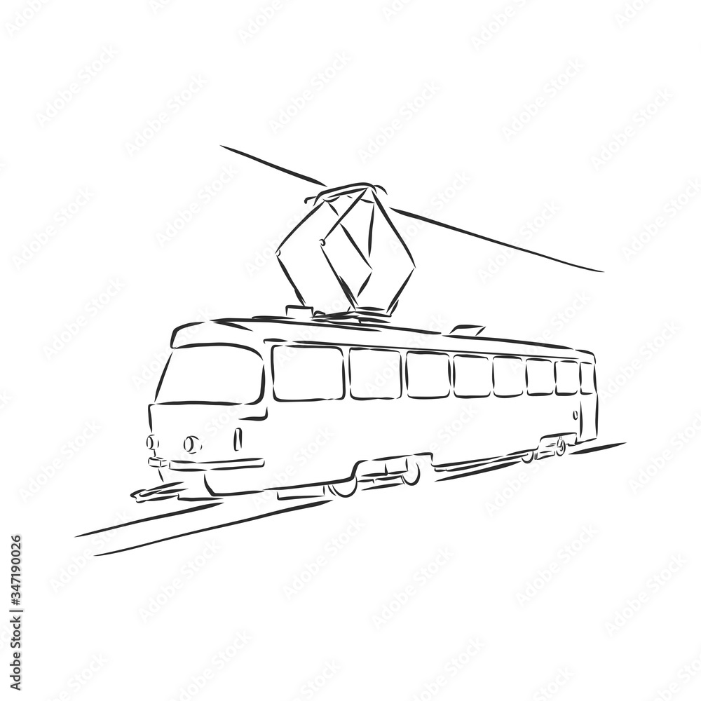 Isolated vector illustration of a tram. Public urban transportation ...