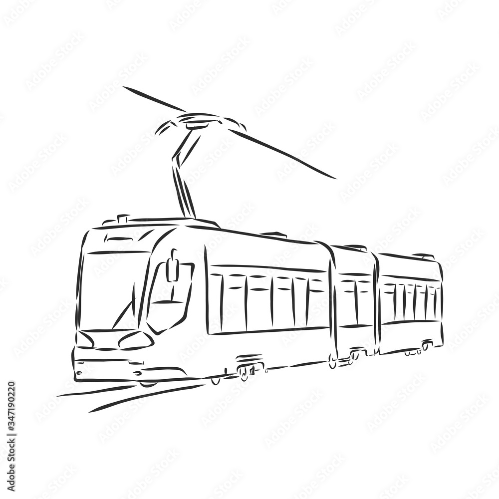 Isolated vector illustration of a tram. Public urban transportation ...
