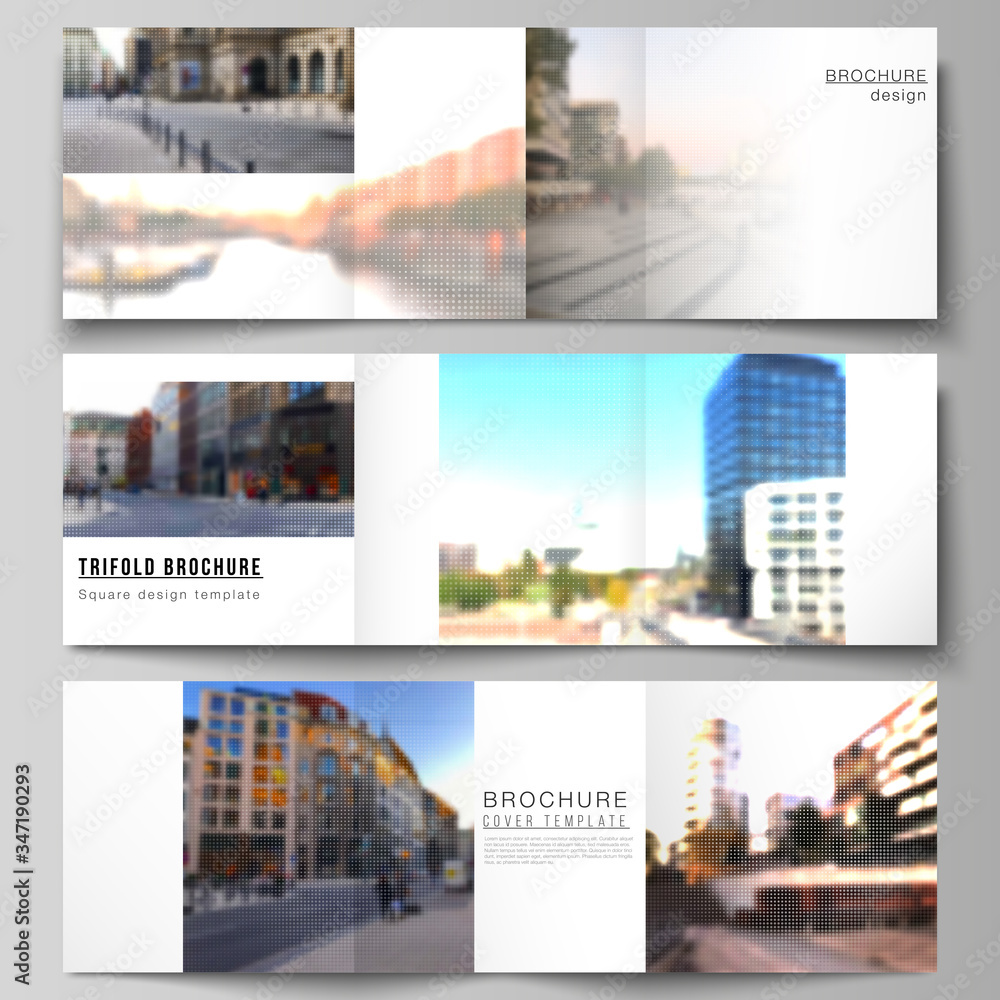 Vector layout of square cover design template for trifold brochure ...