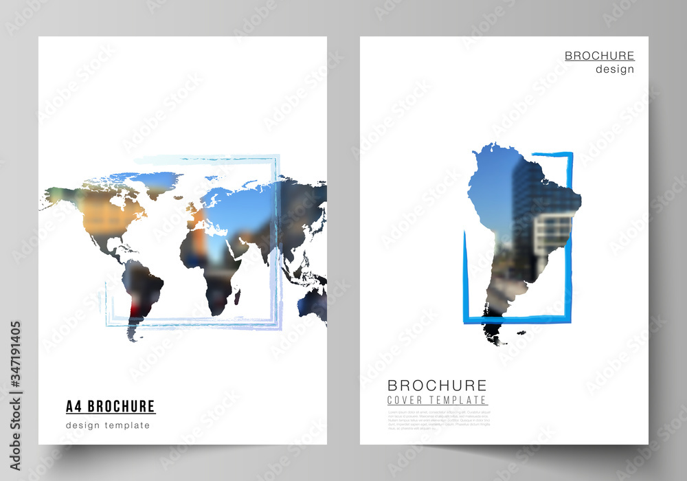 Vector layout of A4 cover mockups templates for brochure, flyer layout ...