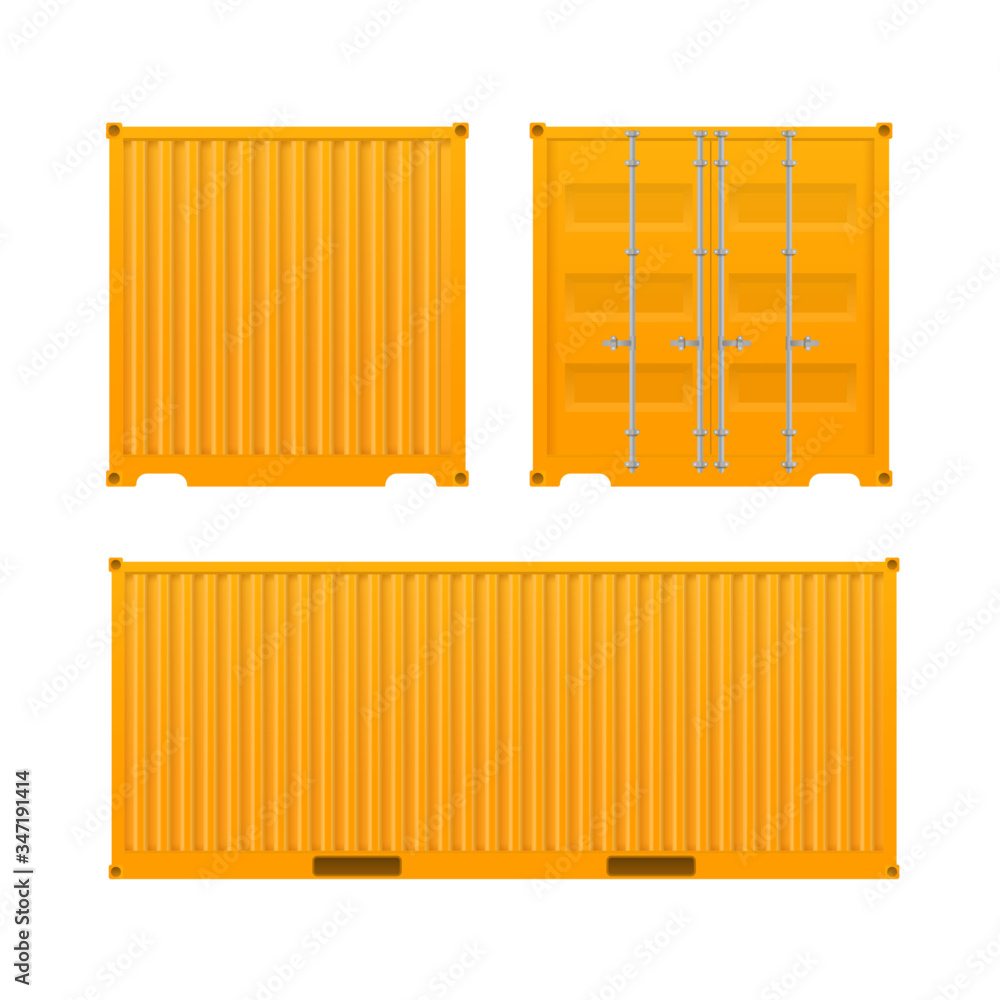 Yellow freight container. Large container for a ship isolated on a ...