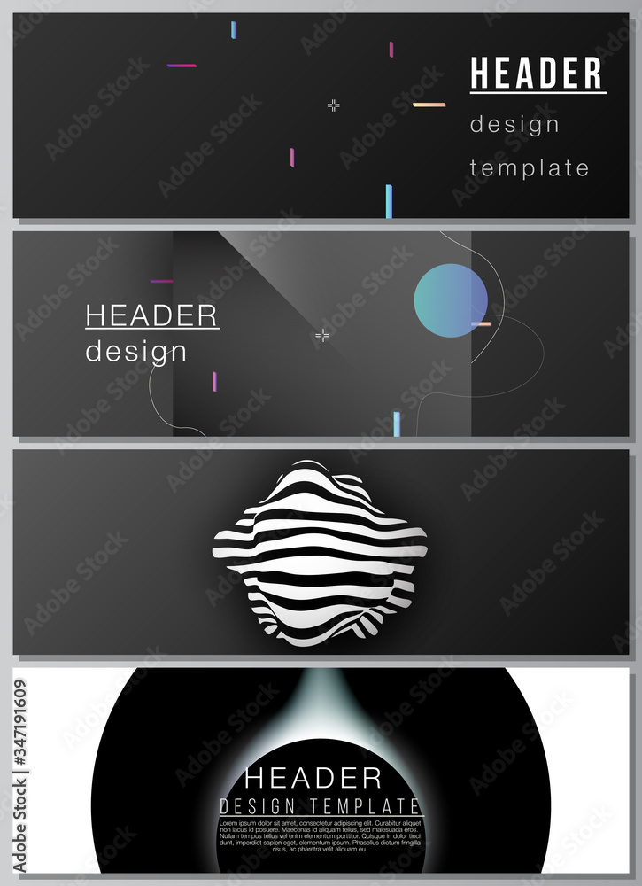 Vector layout of headers, banner design templates for website footer ...