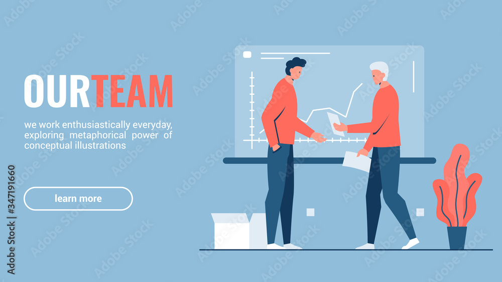 Vector concept illustration of two people in the office discussing ...