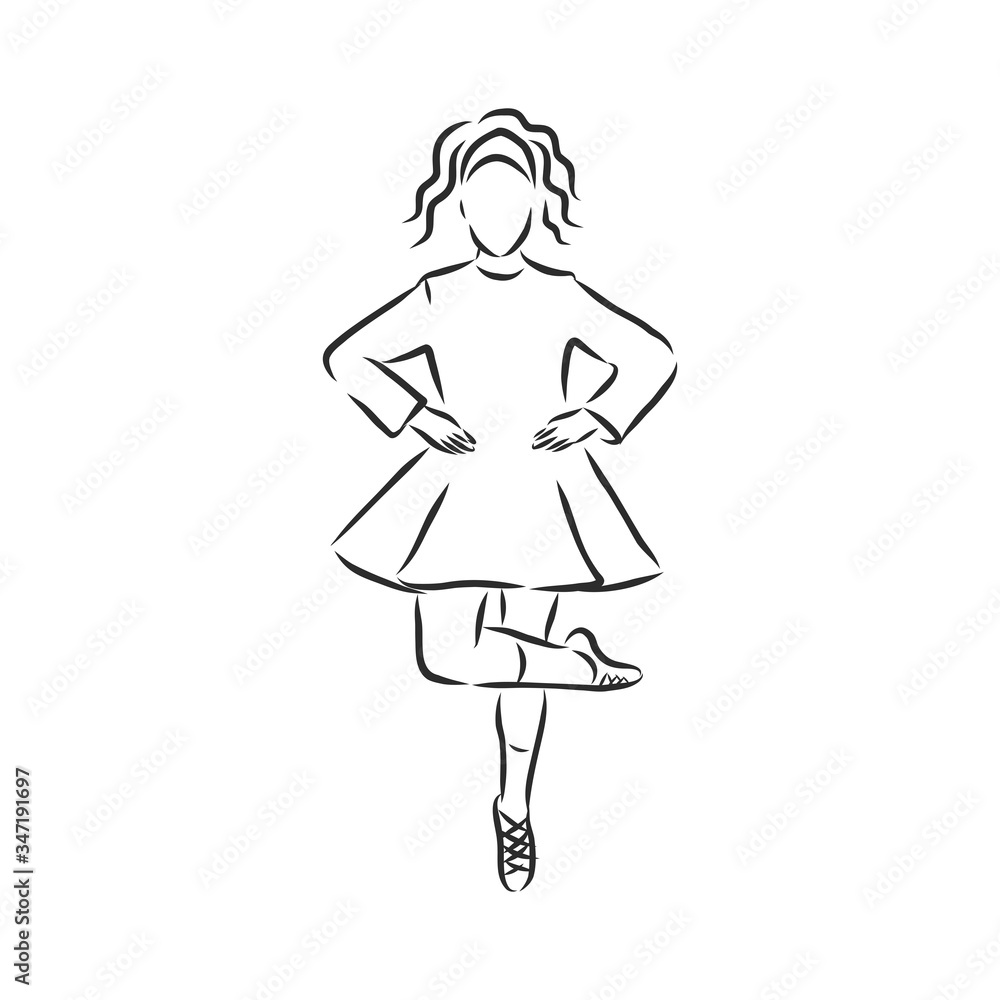 Irish Dance Troupe Jumping Together in Traditional Dresses and Ghillies ...