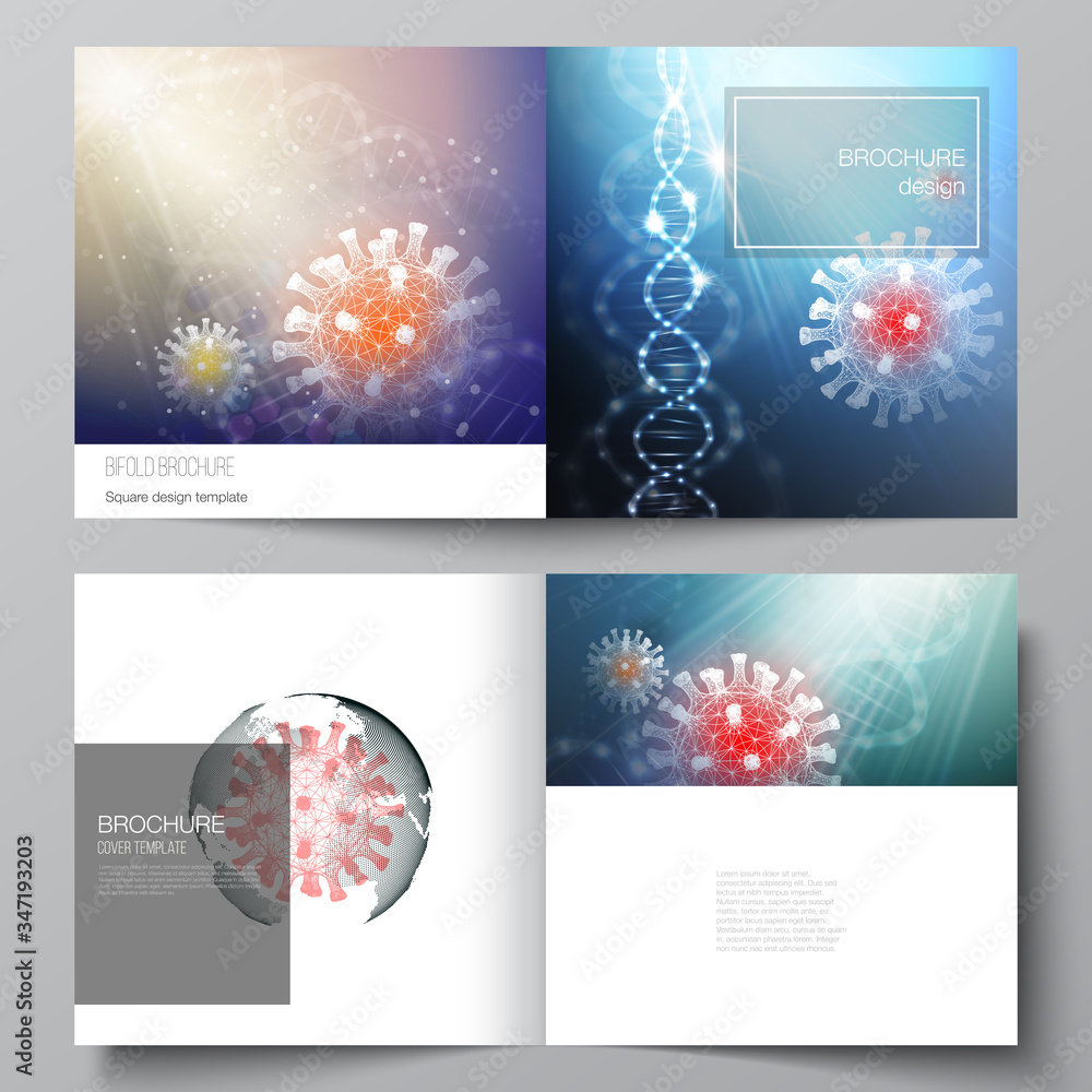 Vector layout of two cover templates for square bifold brochure, flyer ... Vector layout of two cover templates for square bifold brochure, flyer ...