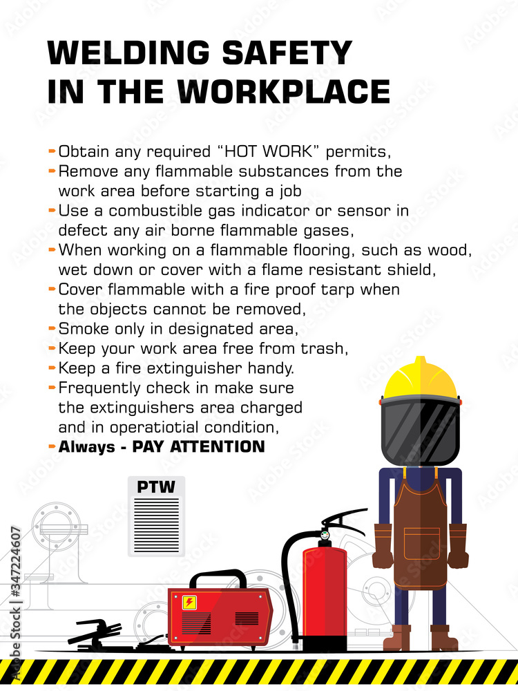Welding safety tips in the workplace poster. Industrial, construction ...