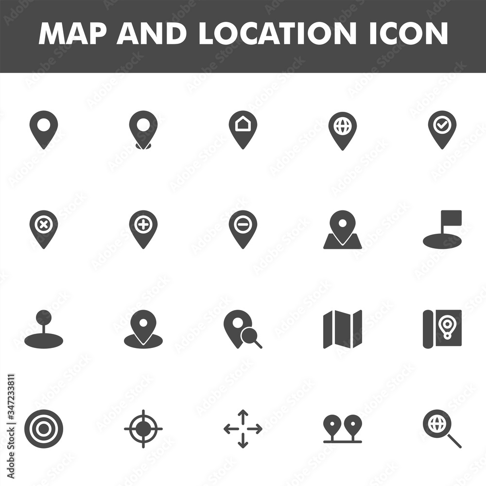 Map and location icon pack isolated on white background. for your web ...
