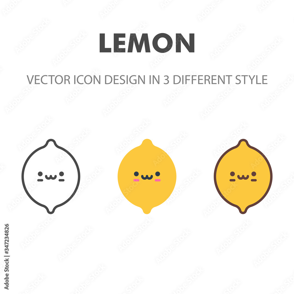 lemon icon. Kawai and cute food illustration. for your web site design ...