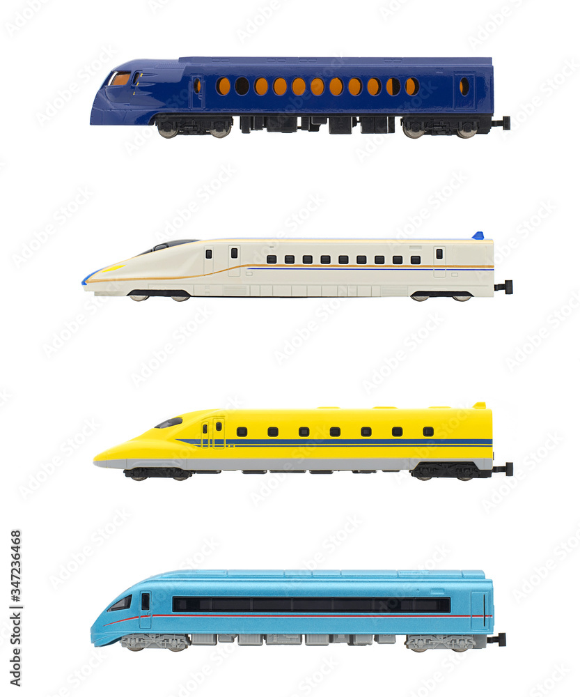 The train model on white background . Isolated train model . First ...