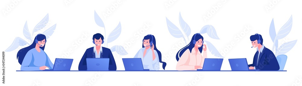 Call center. Customer support and information service concept with ...