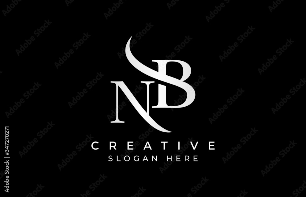 Vetor de NB nb letter design logo logotype icon concept with serif font ...