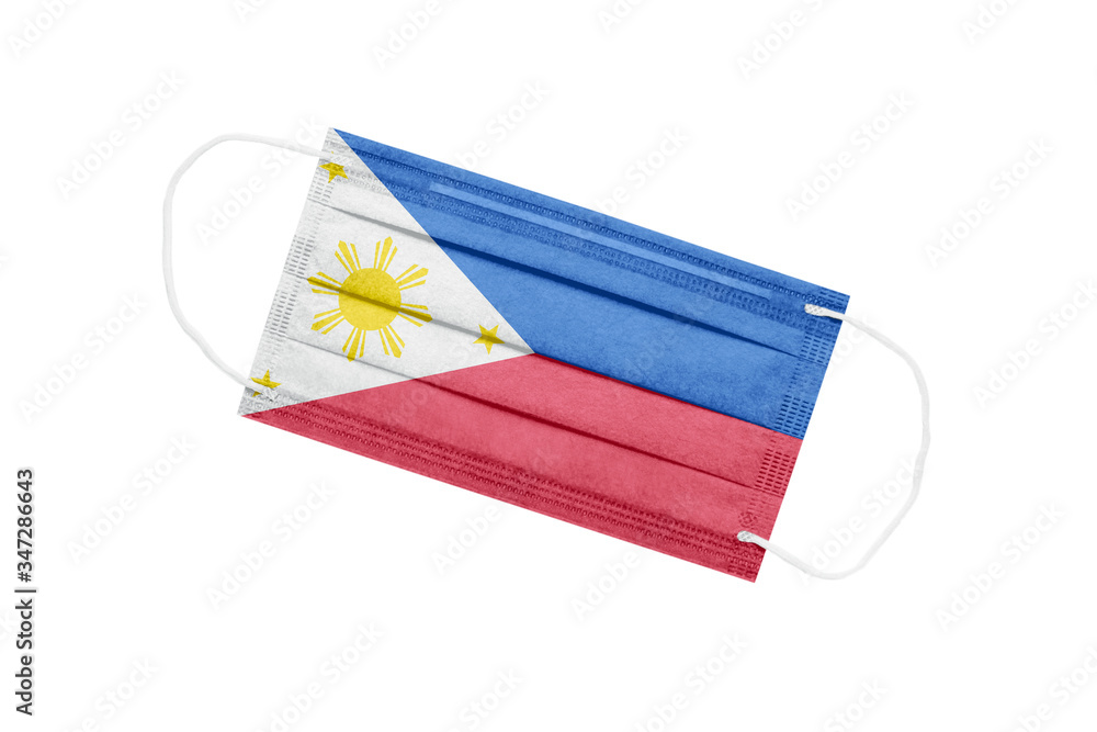 Medical mask with flag of philippines isolated on white background ...